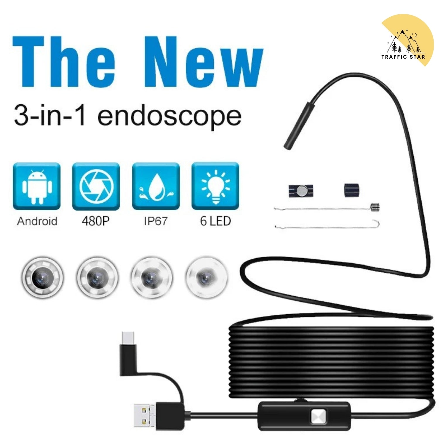 7mm Android Endoscope Camera Mini Micro, USB, Type C Waterproof LED In ...